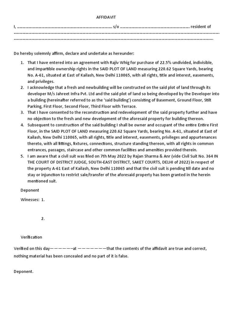 AFFIDAVIT First floor | PDF