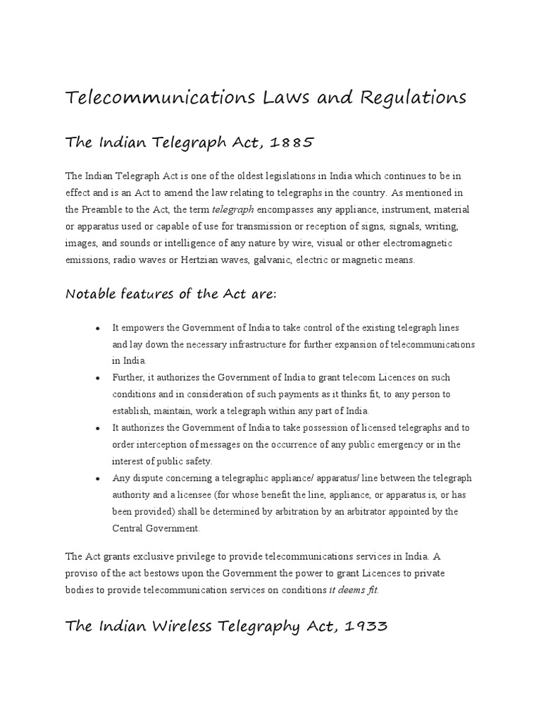 Telecommunications Laws and Regulations | PDF | Telegraphy | Telecommunications