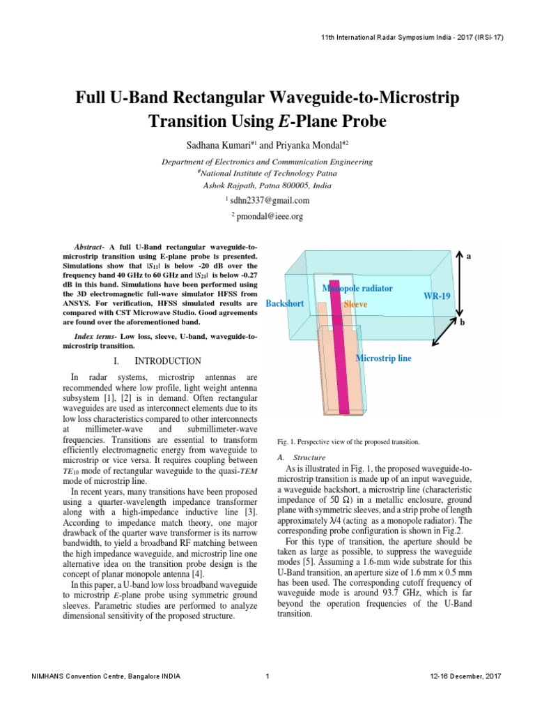Full U-Band Rectangular Waveguide-to-Microstrip Transition Using E ...
