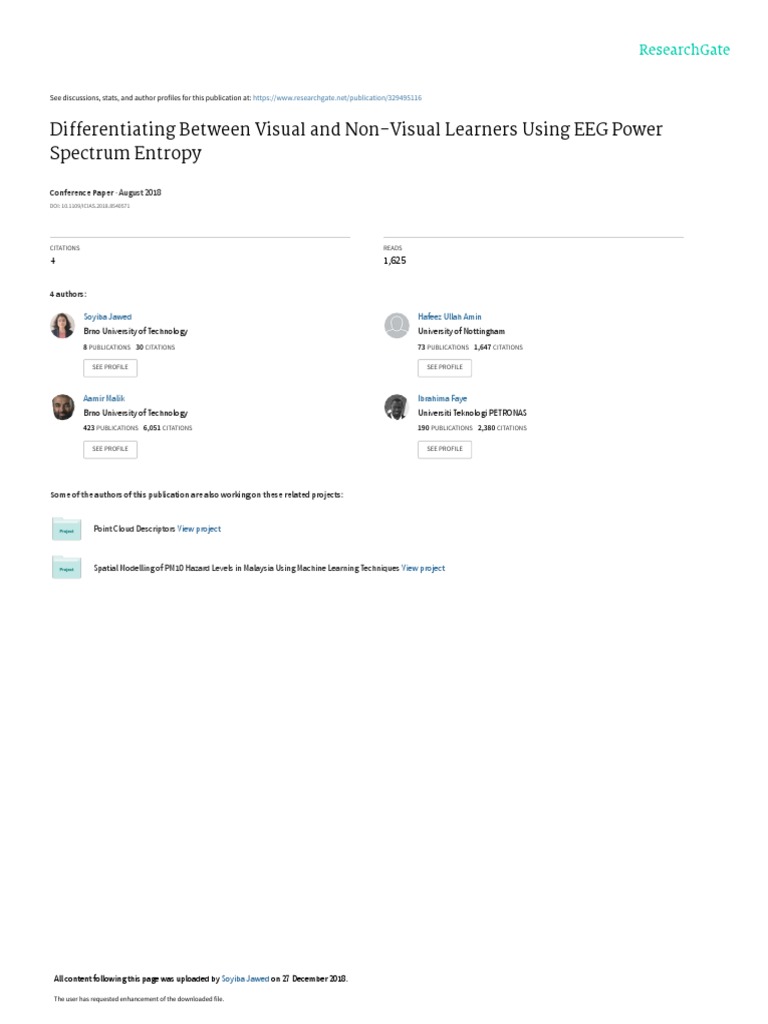 Differentiating Between Visual and Non-Visual Learners Using EEG Power Spectrum Entropy | PDF ...