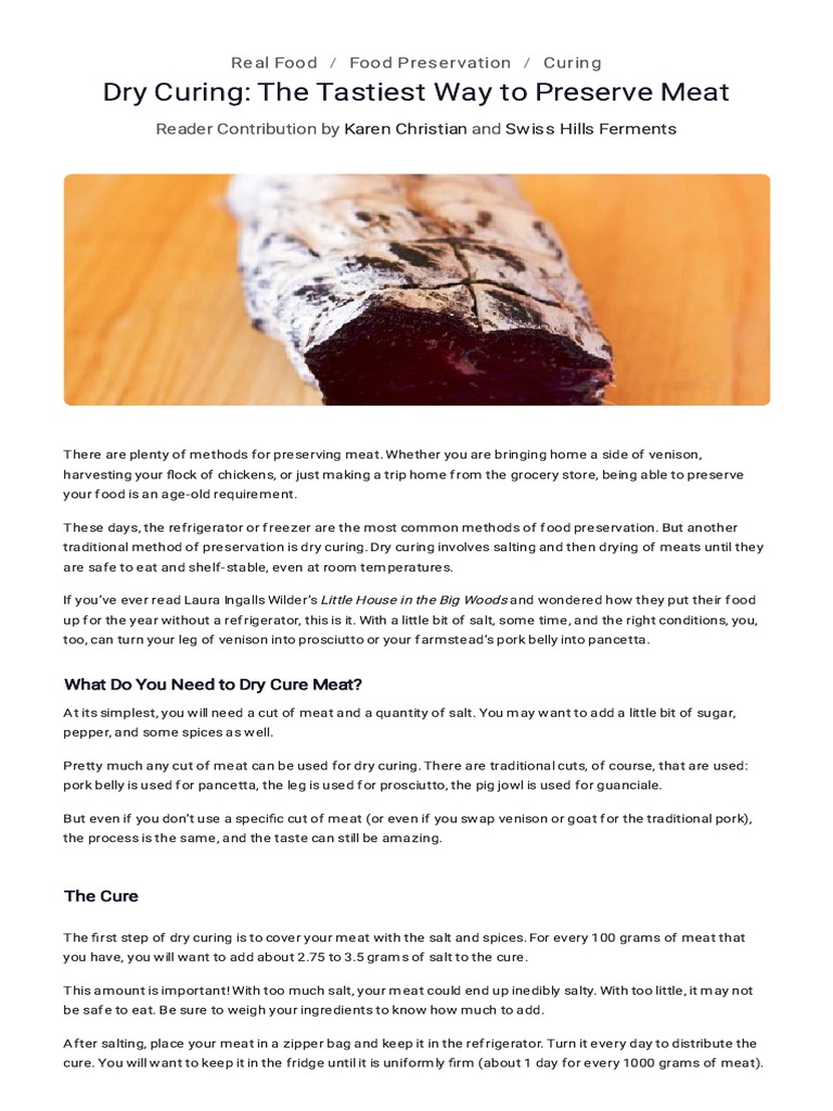 Dry Curing Meat: A Tasty Tradition | PDF | Curing (Food Preservation ...
