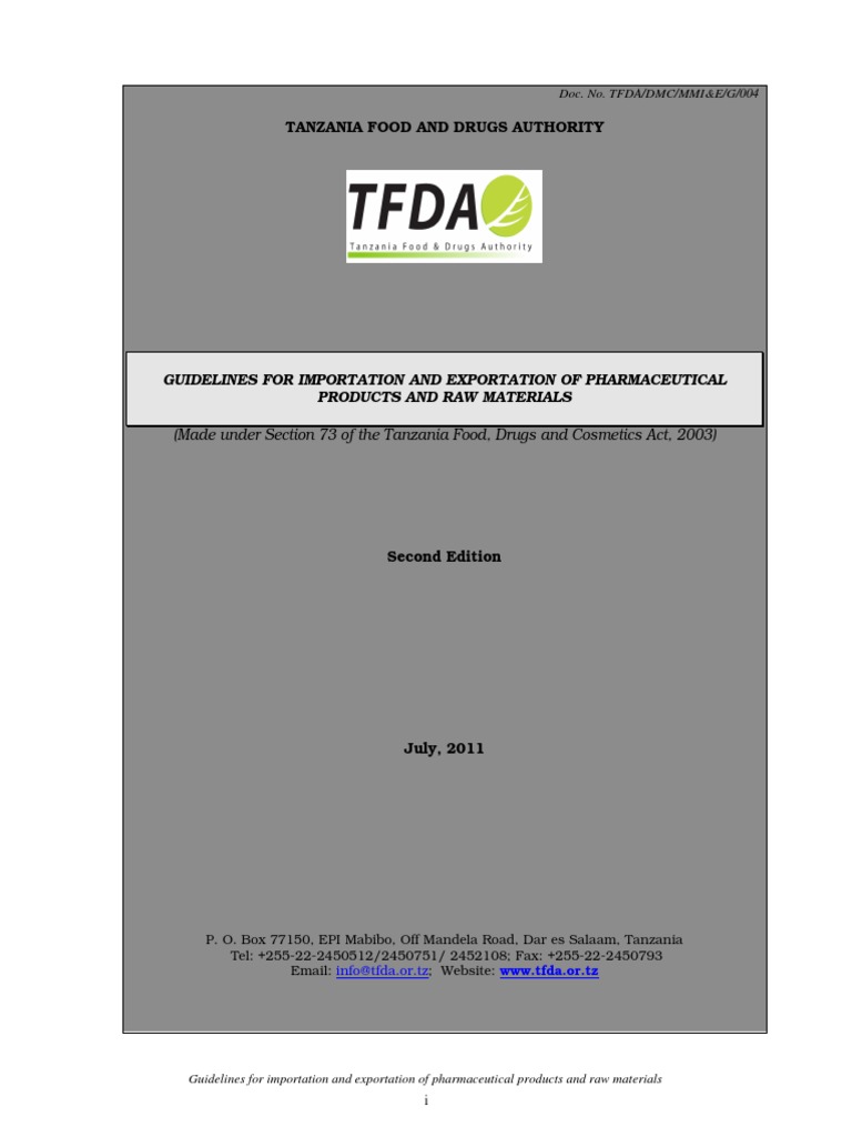 TFDA Guidelines for Pharma Import/Export | PDF | Drugs | Clinical Trial
