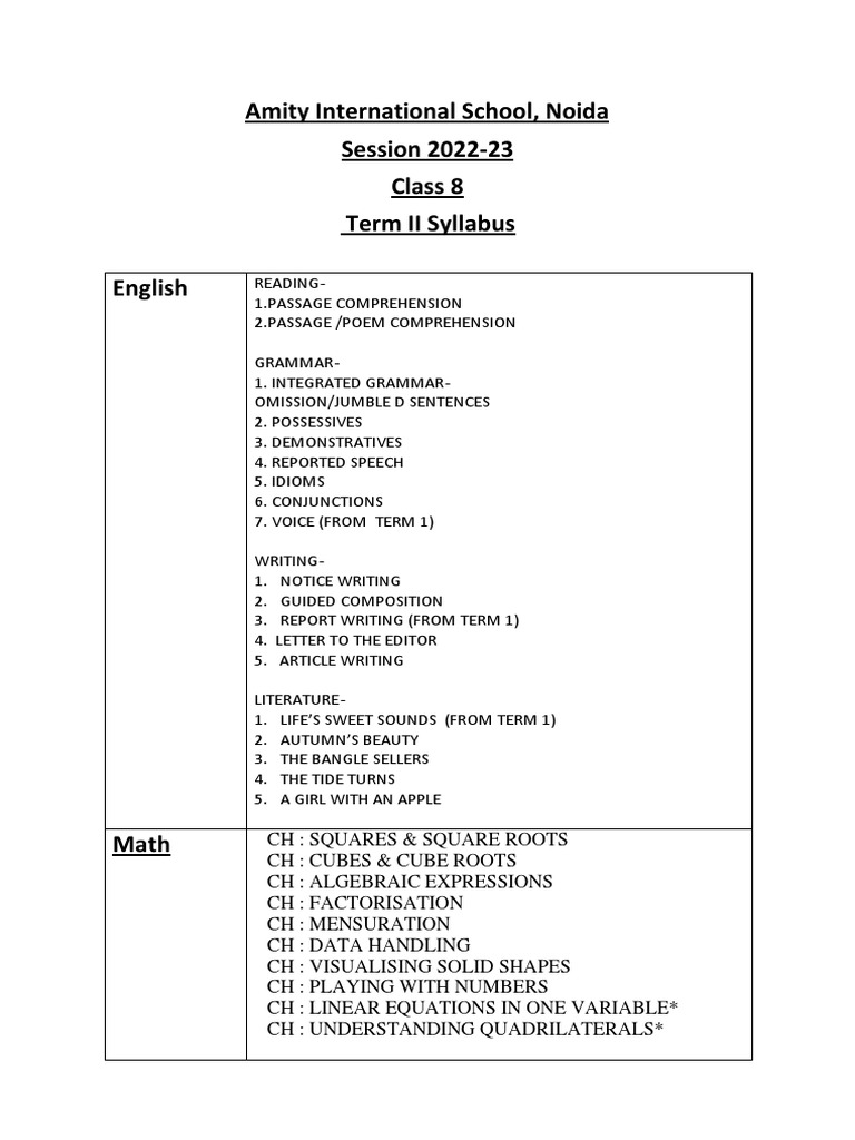 Term 2 Syllabus | Download Free PDF | Linguistic Morphology | Grammar
