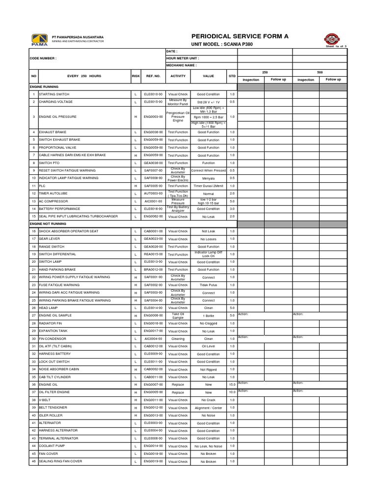 Form Service Scania | PDF | Axle | Turbocharger