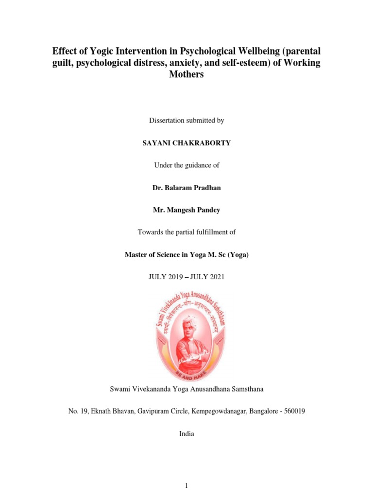 Working Mothers Sample Dissertation | PDF | Relaxation (Psychology) | Asana