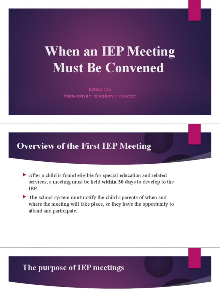 When AN IEP Meeting Is Convened | PDF | Individualized Education ...