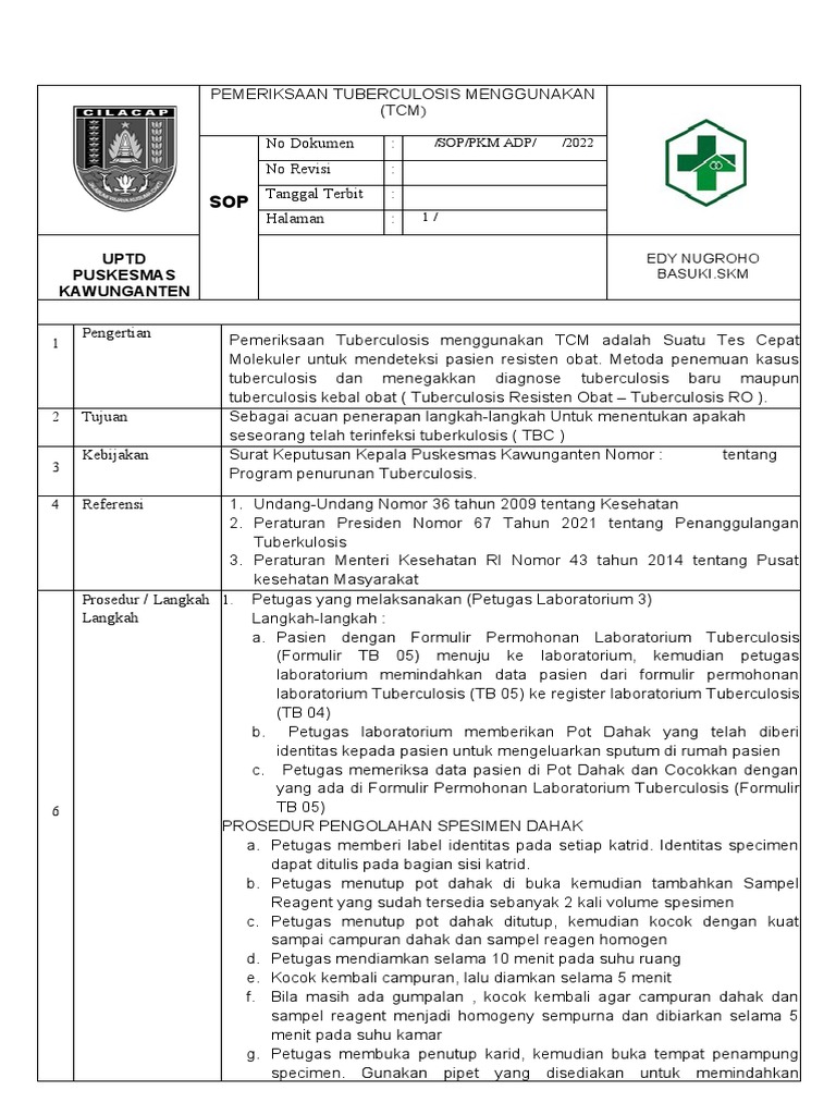 Sop Pemeriksaan TCM | PDF