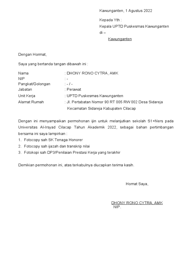 Permohonan Pribadi - KWT | PDF