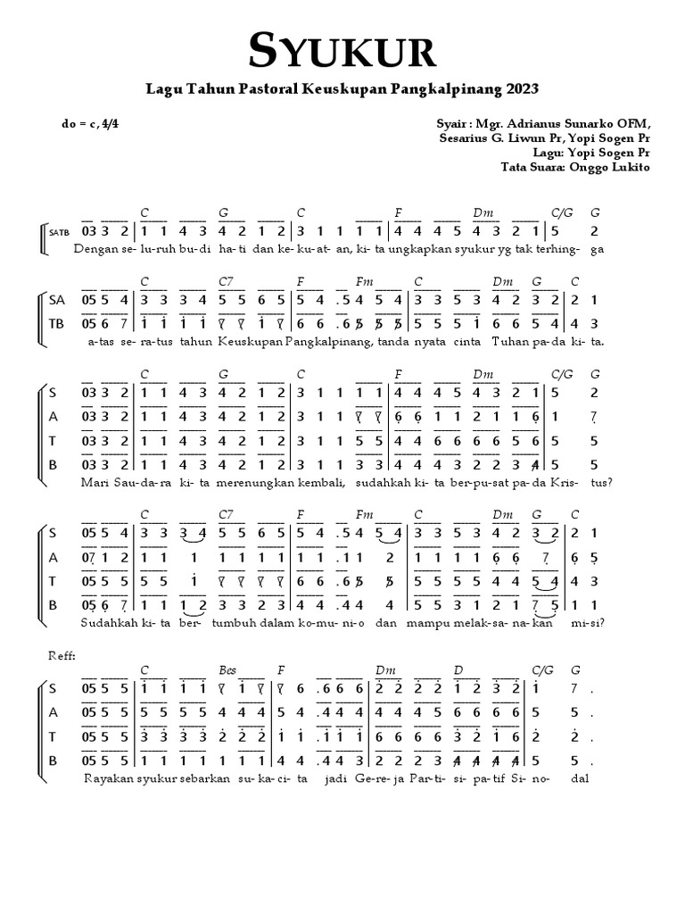 Syukur - Keuskupan Pangkalpinang 2023-1 | PDF