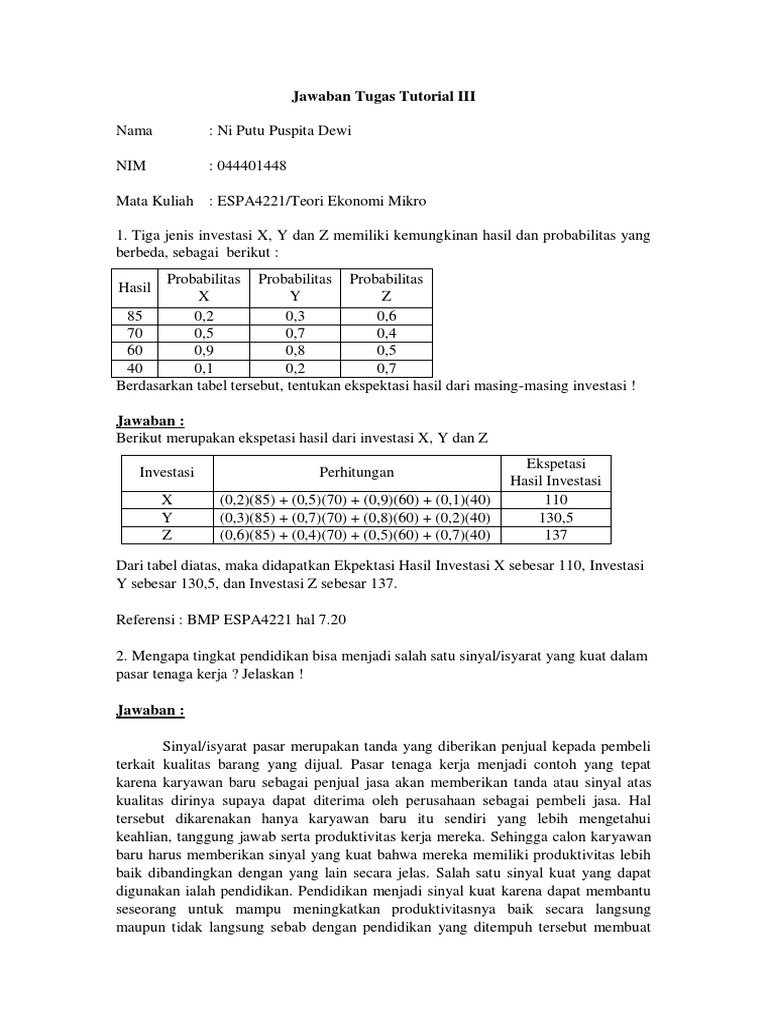 Teori Ekonomi Mikro - TUGAS3 | PDF