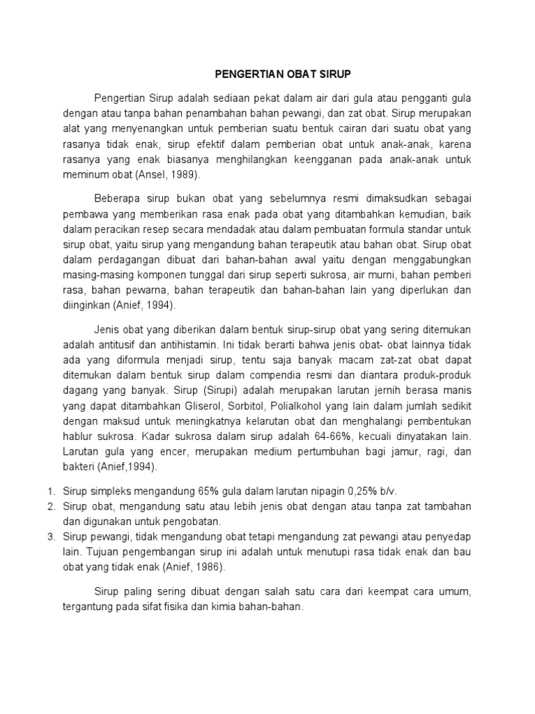 Pengertian Obat Sirup LN | PDF