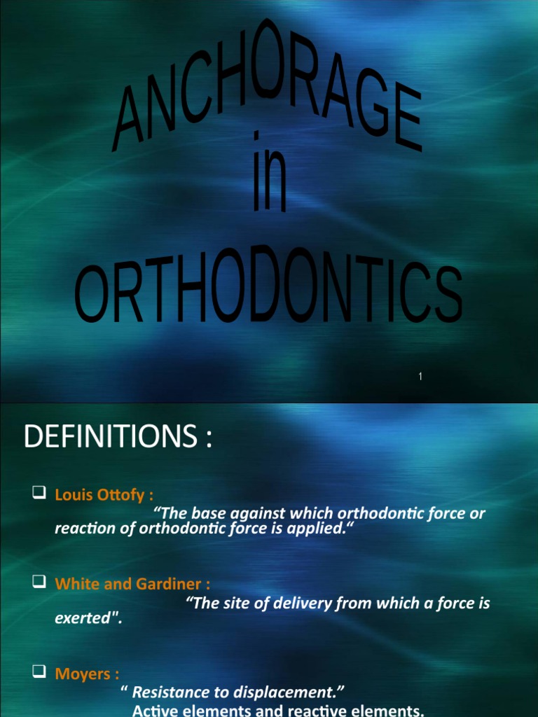 Anchorage | PDF | Tooth | Dentistry Branches