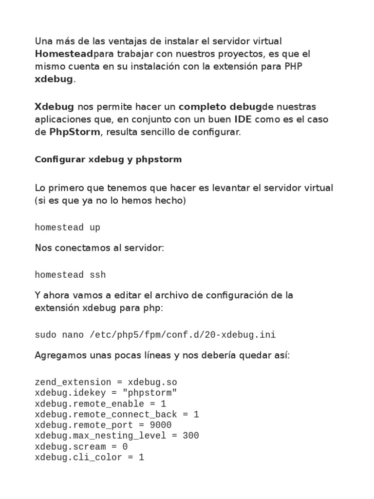 Como Hacer Debug Usando Xdebug, PhpStorm y Homestead | PDF | Php | Entorno de desarrollo integrado
