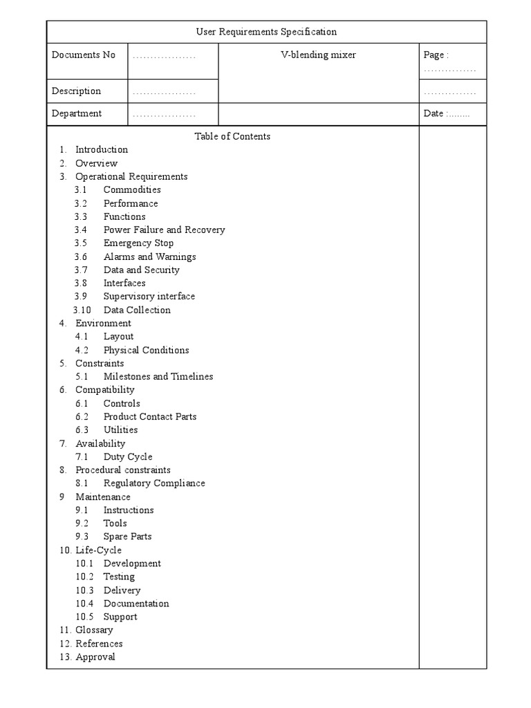 URs For V-Blender | PDF | Programmable Logic Controller | Verification And Validation