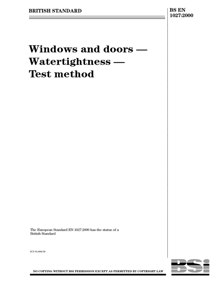 Water Tightness Test method-BS EN 1027 | PDF | Intellectual Works