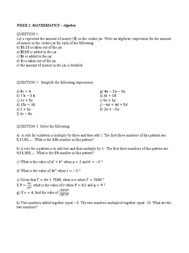Week 2 | PDF | Equations | Mathematics