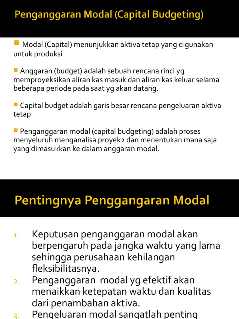 Penganggaran Modal (Capital Budgeting) | PDF