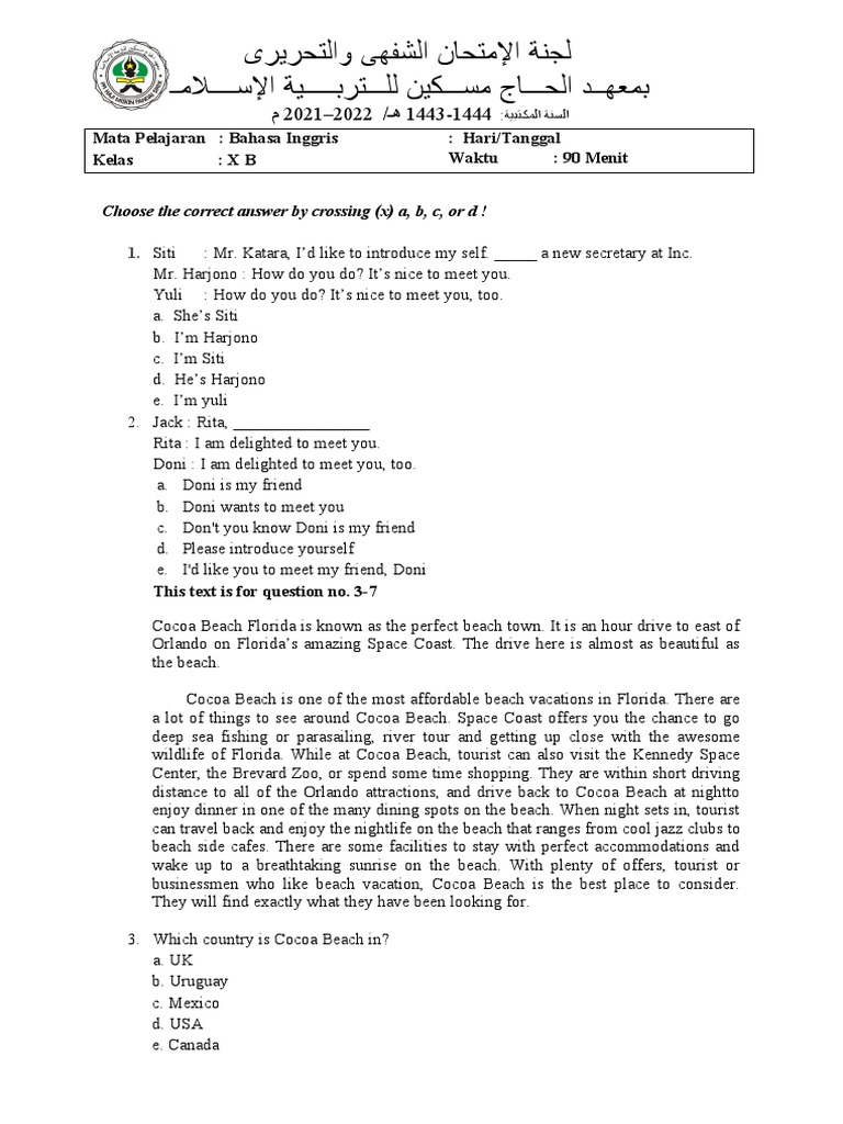 Soal Bahasa Inggris Kelas X B Fix Pdf Basil Herbs And Spices