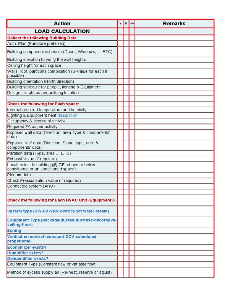 HVAC Design Check List (MEP Group Rev.0) | PDF | Duct (Flow) | Machines