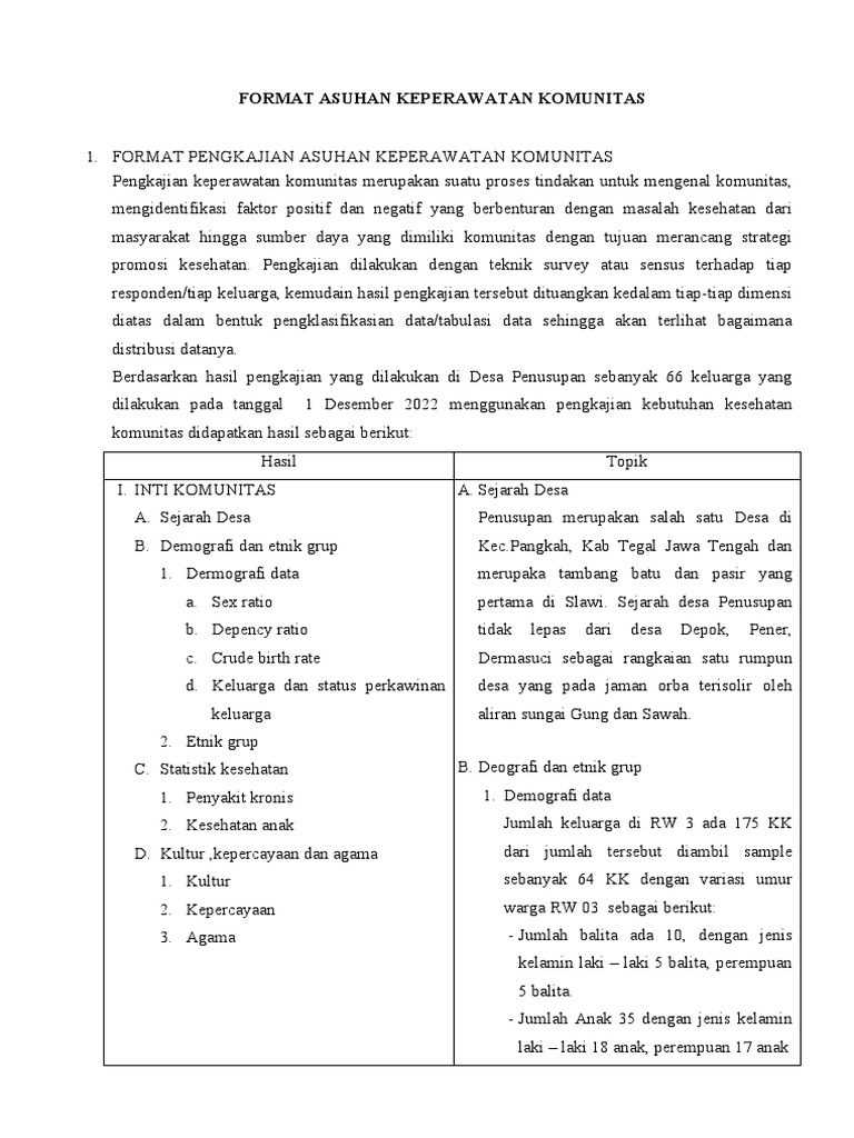 Format Asuhan Keperawatan Komunitas-1 | PDF