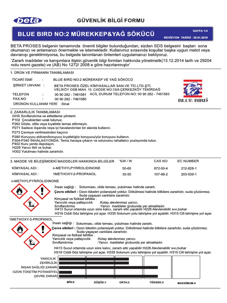 Msds 830 SPOT BLUE BIRD | PDF
