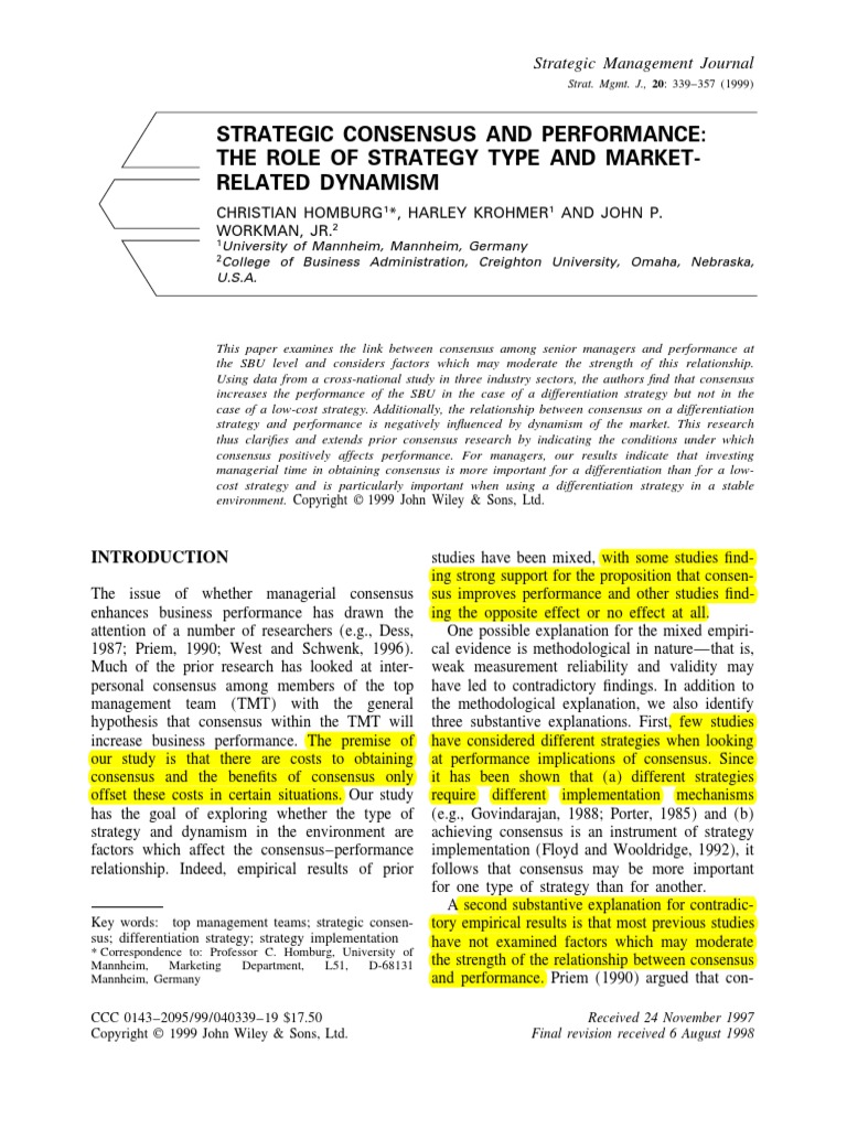 Strategic Consensus | PDF | Consensus Decision Making | Data Analysis