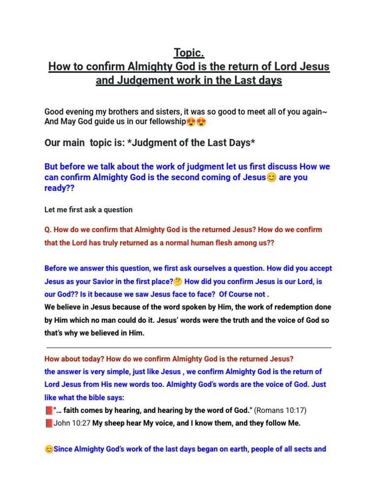 New. 01. Judgement Work Combined Confirm Almighty God Is The Return of ...