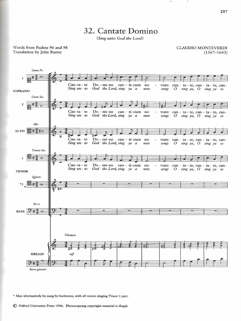 Cantate Domino Claudio Monteverdi Pdf