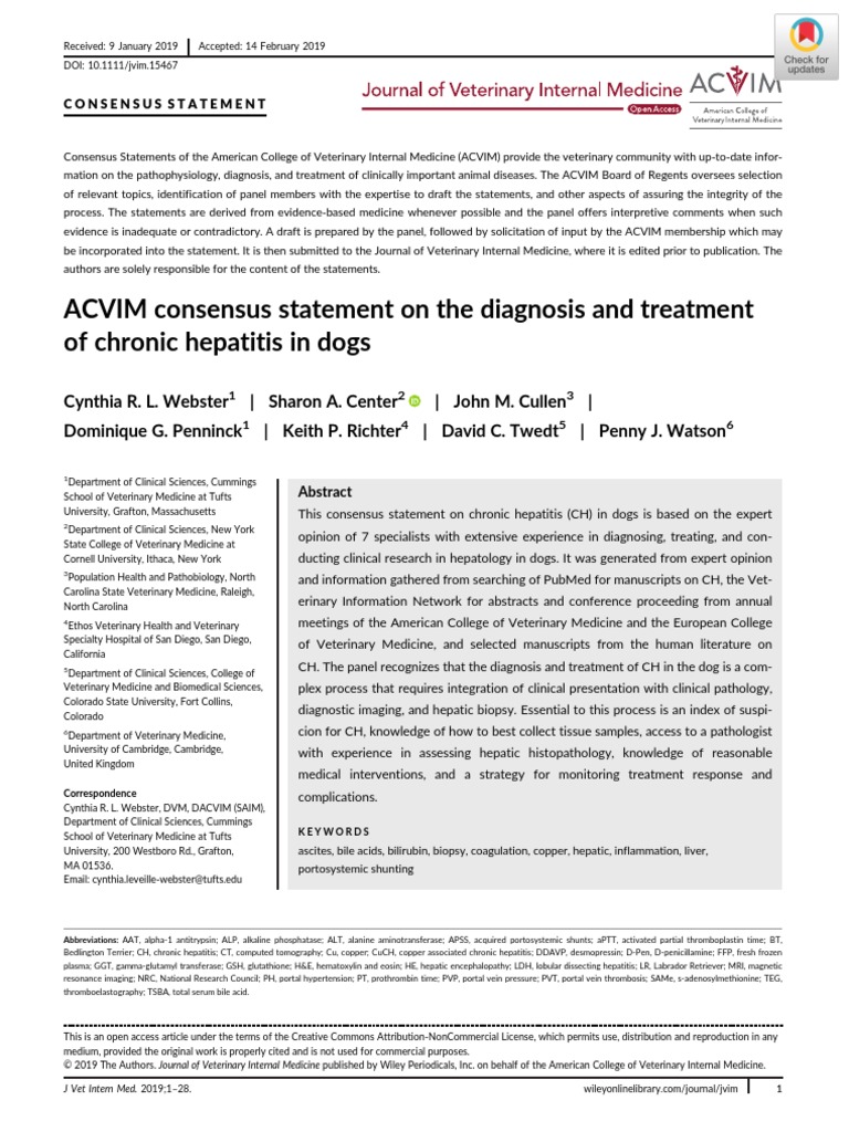 ACVIM Consensus Statement On The Diagnosis and Treatment | PDF | Copper | Cirrhosis