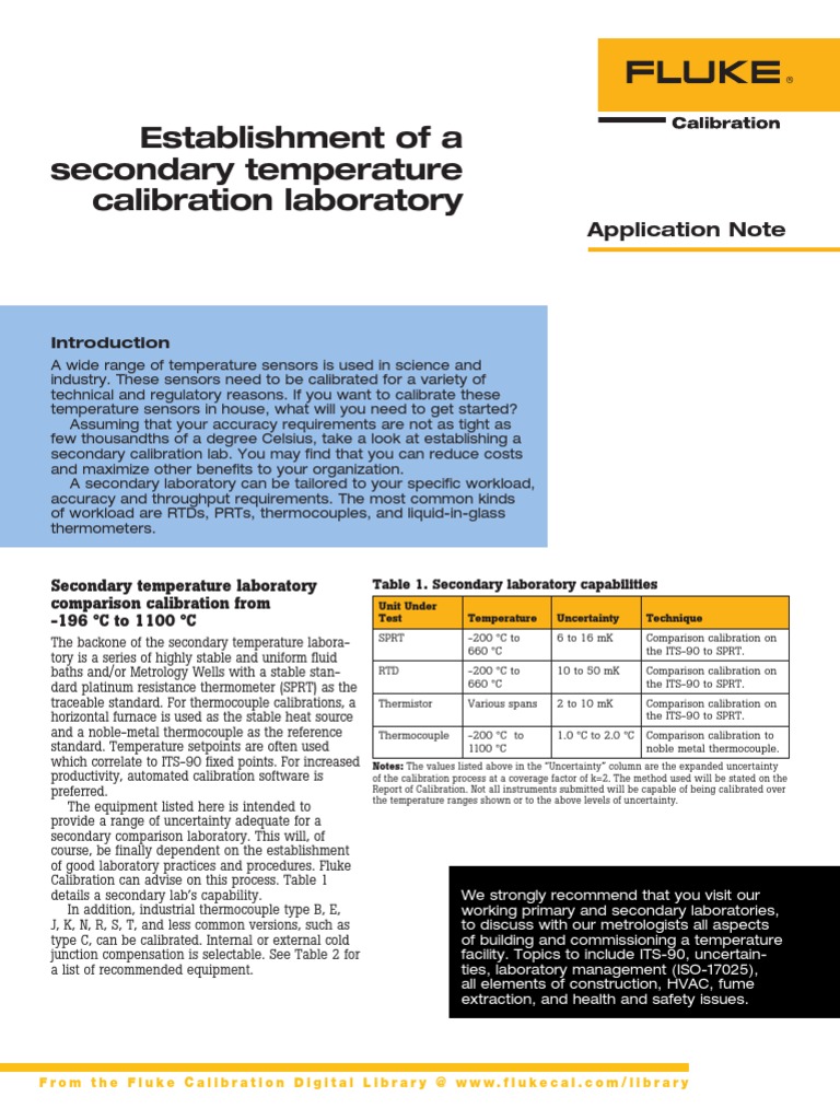 Establishment of A Secondary Temperature Calibration Laboratory | PDF ...