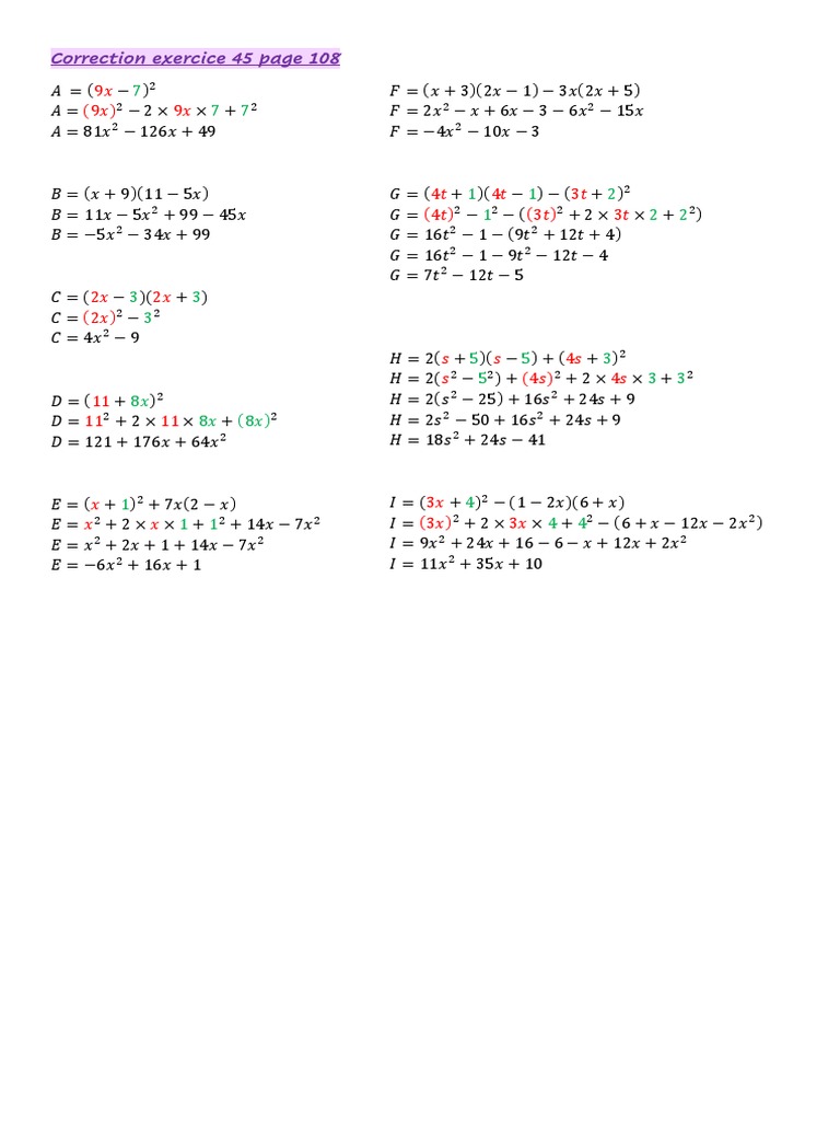 Correction Exercice 45 Page 108 | PDF