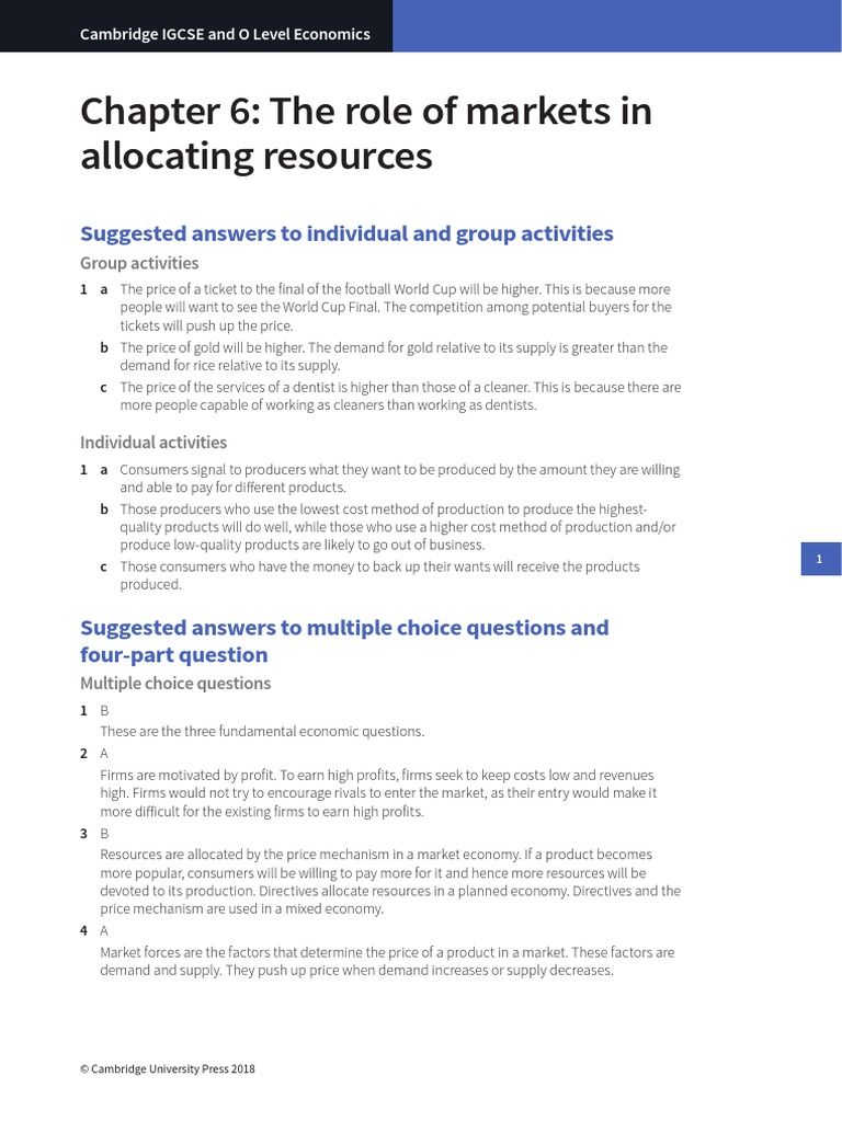 Igcse Economics Self Assessment Chapter 6 Answers 2nd Ed Pdf Prices Economic Equilibrium