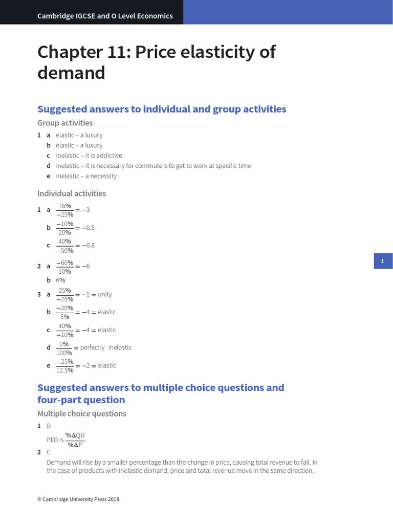 Igcse Economics Self Assessment Chapter 11 Answers 2nd Ed Download Free Pdf Price Elasticity