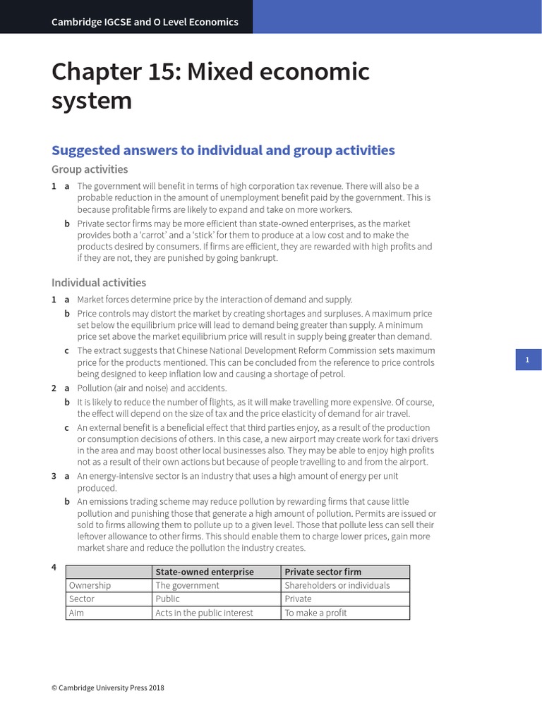 Igcse Economics Self Assessment Chapter 15 Answers Pdf Prices Market Economics