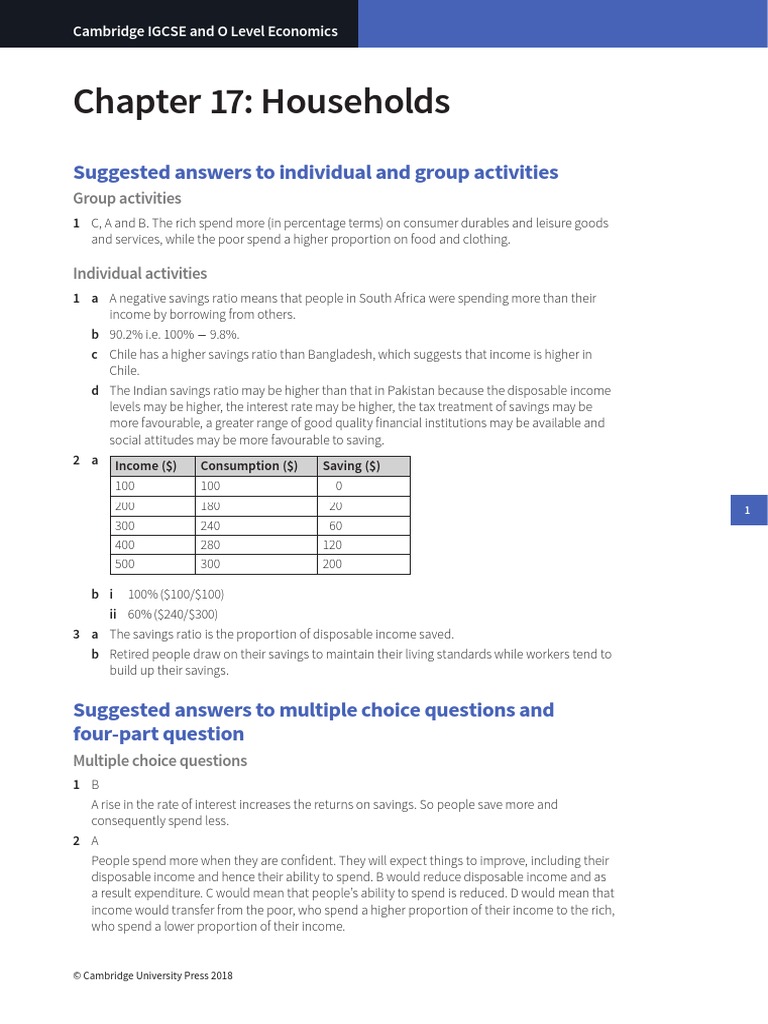 IGCSE Economics Self Assessment Chapter 17 Answers | PDF | Income | Loans