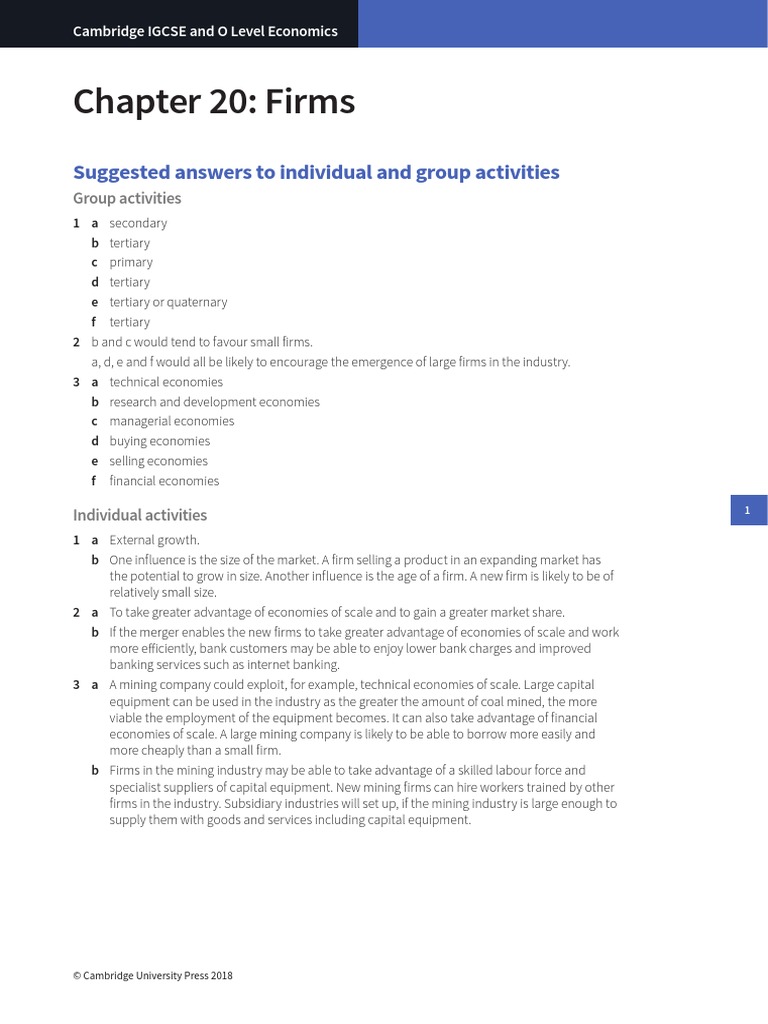 IGCSE Economics Self Assessment Chapter 20 Answers | PDF | Economies Of ...