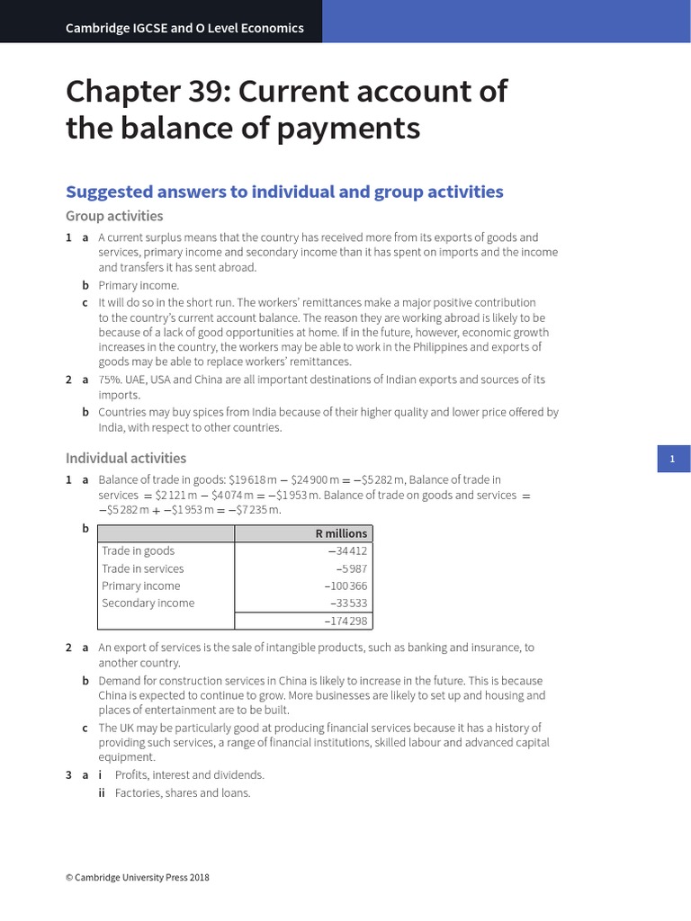IGCSE Economics Self Assessment Chapter 39 Answers | PDF | Balance Of ...