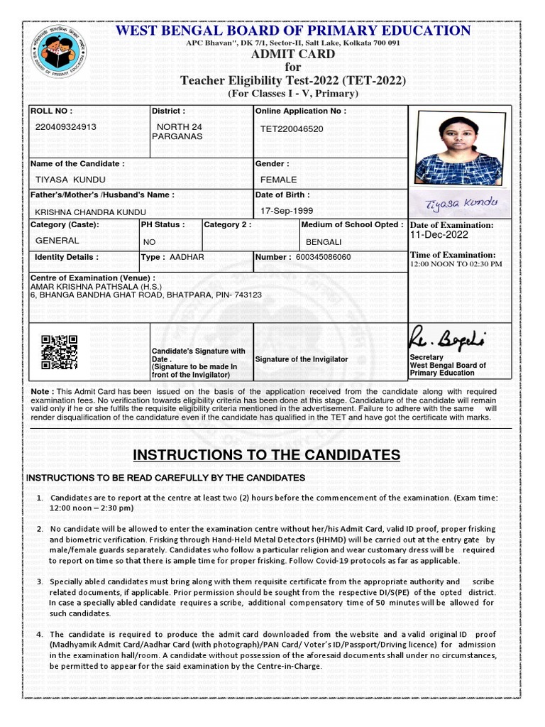 Admit Card | PDF