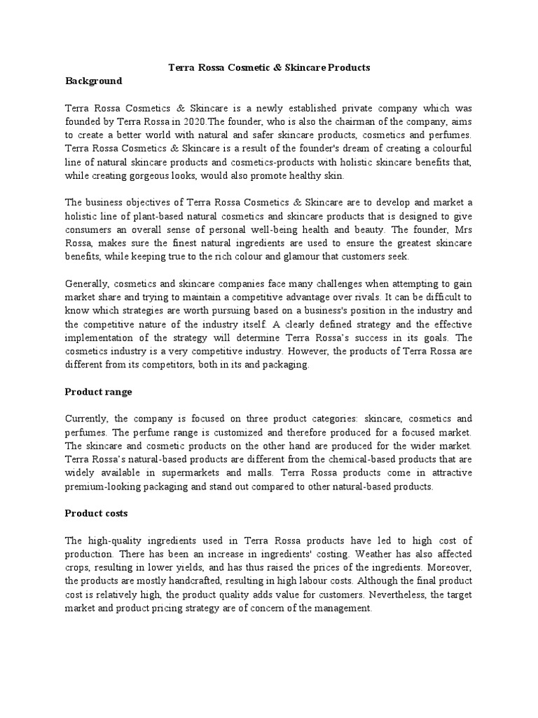 Mini Case Study 1 - MMLS | PDF | Cosmetics | Pricing