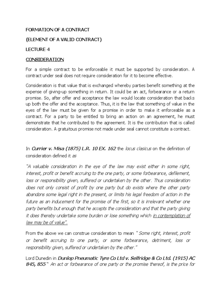 C. Consideration (Lesson 4) | PDF | Consideration | Estoppel
