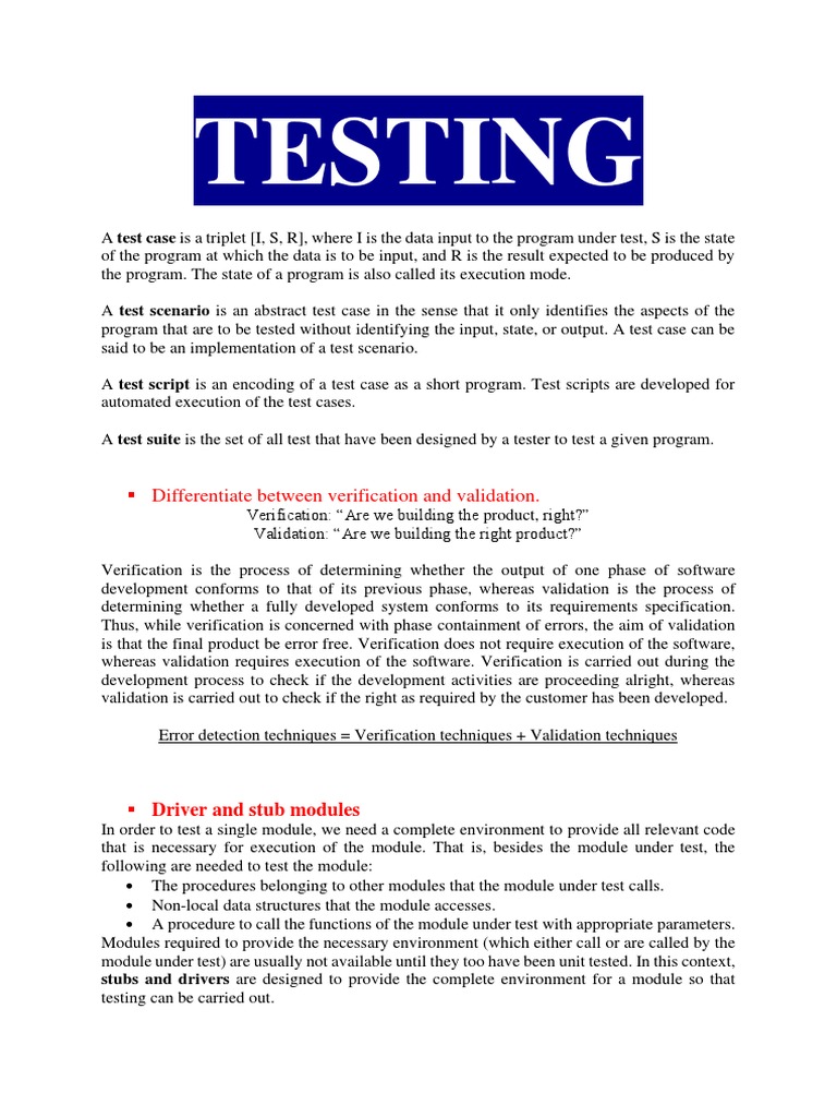 TESTING | PDF | Software Testing | Unit Testing