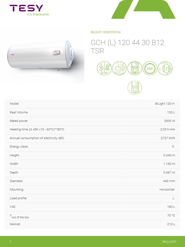 Datasheet TESY GCH L 120 44 30 B12 TSR | PDF