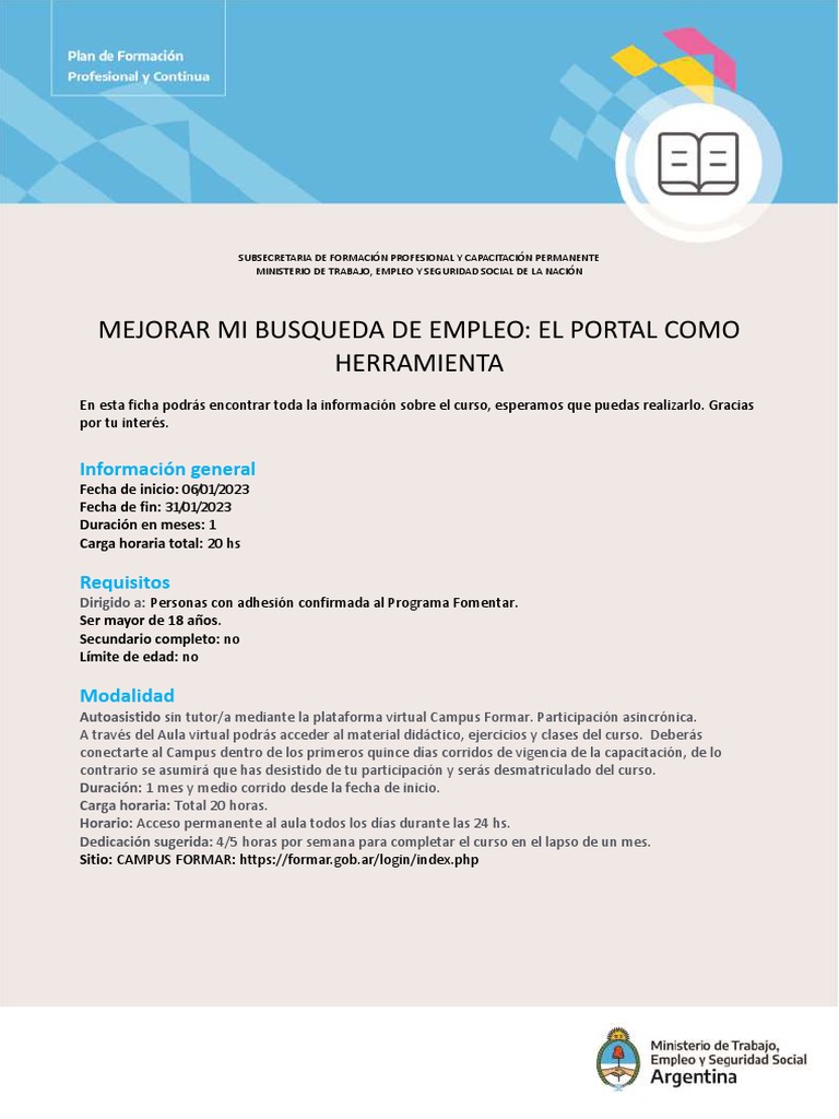 Mejorar Mi Busqueda de Empleo: El Portal Como Herramienta: Información General | PDF ...