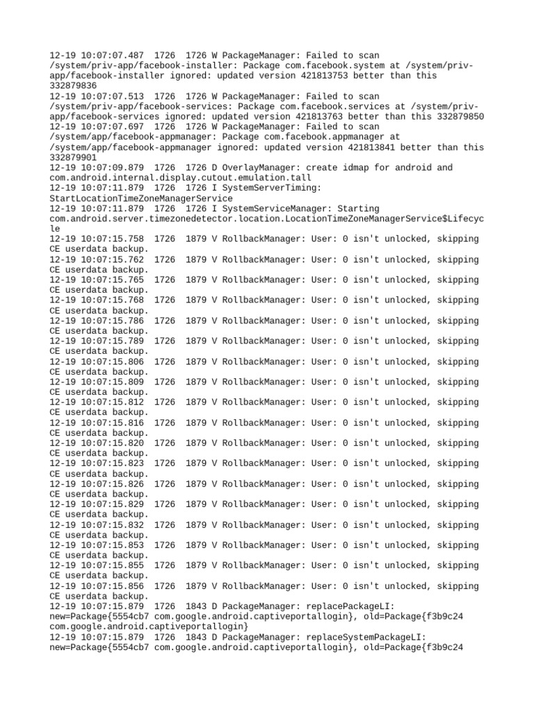 Android Package Manager Log Analysis | PDF | Android (Operating System) | Software Development