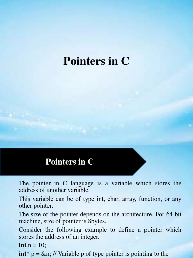 Pointers In C Pdf Pointer Computer Programming C Programming Language