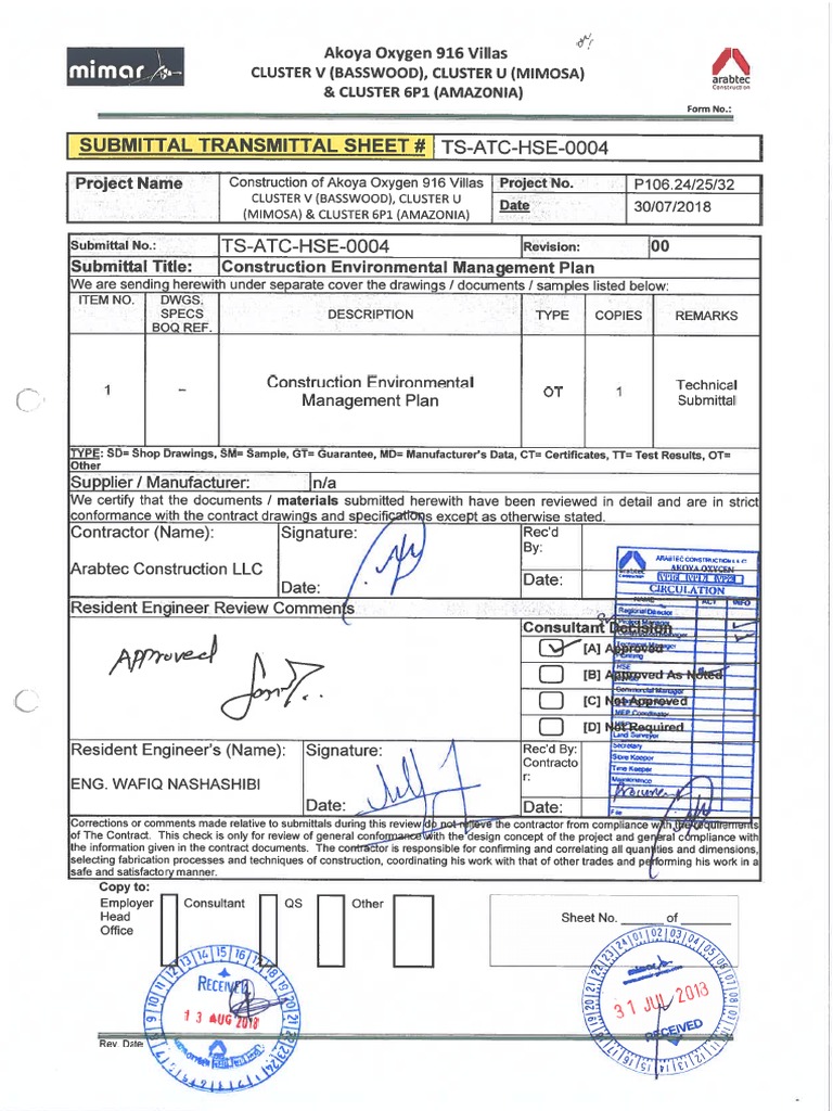Construction Environmental Management Plan | PDF
