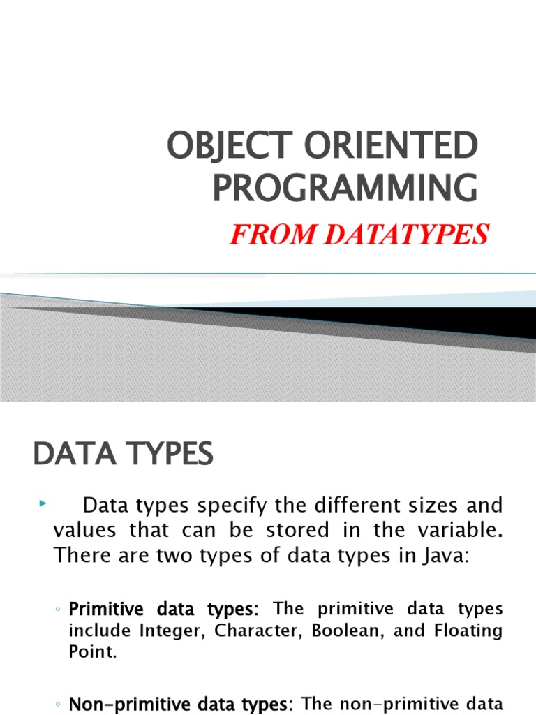 Object Oriented Programming From Datatypes Download Free Pdf Data Type Integer Computer