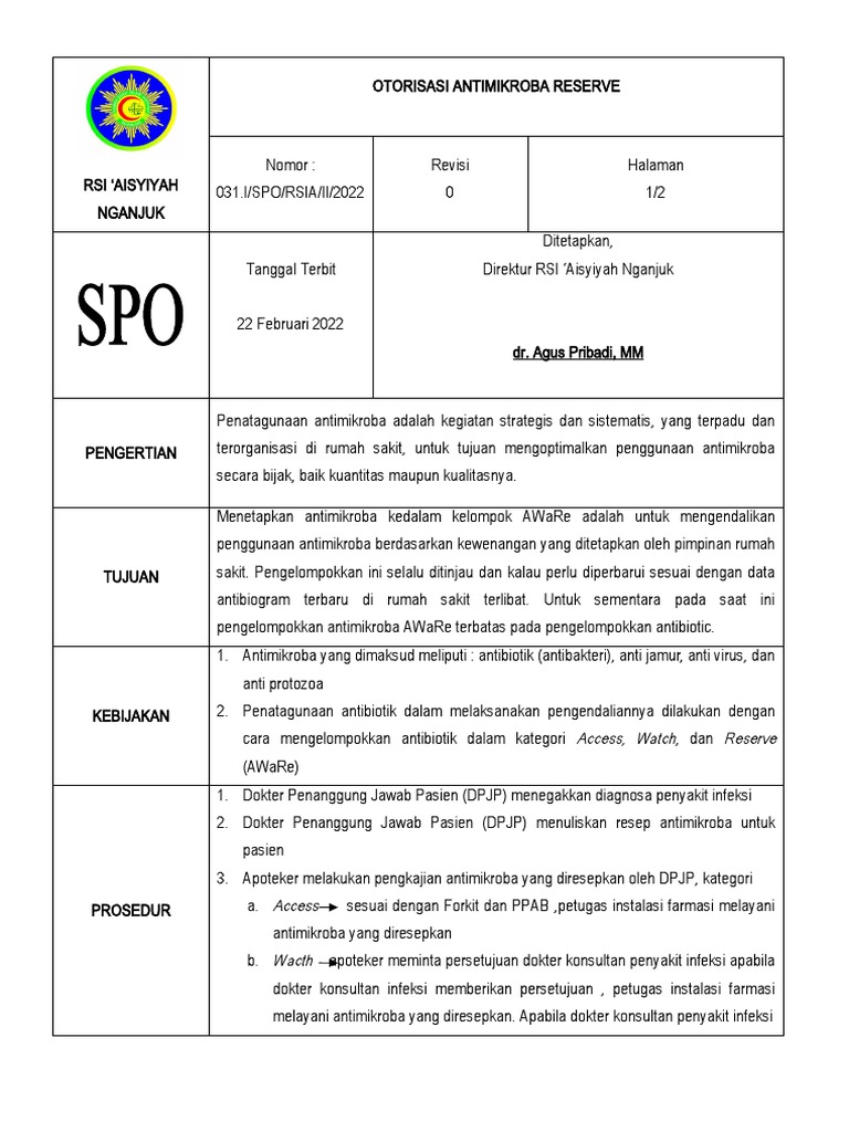 SPO Otorisasi Antimikroba Reserve | PDF | Sains & Matematika