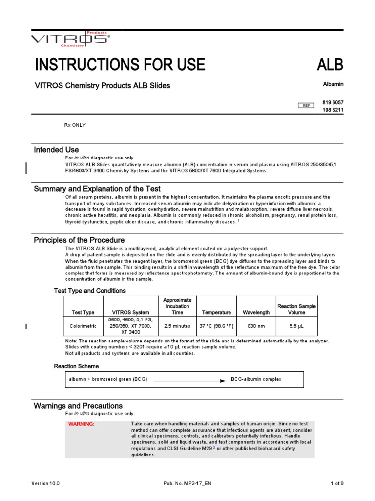 Alb MP2-17 en I 10-1 | PDF | Blood Plasma | Calibration