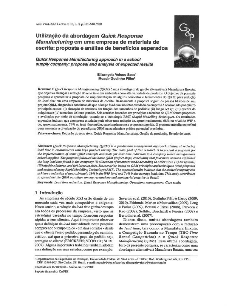 Quick Response Manufacturing | PDF